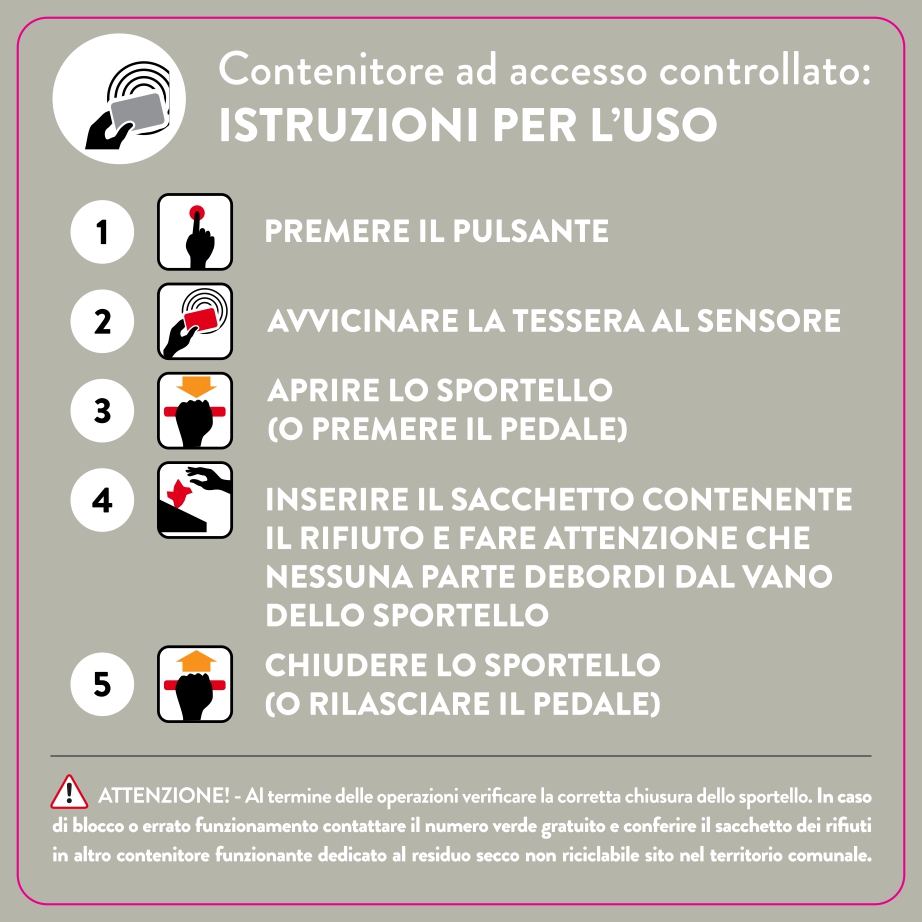 Istruzioni per apertura cassonetti del secco non riciclabile in ...